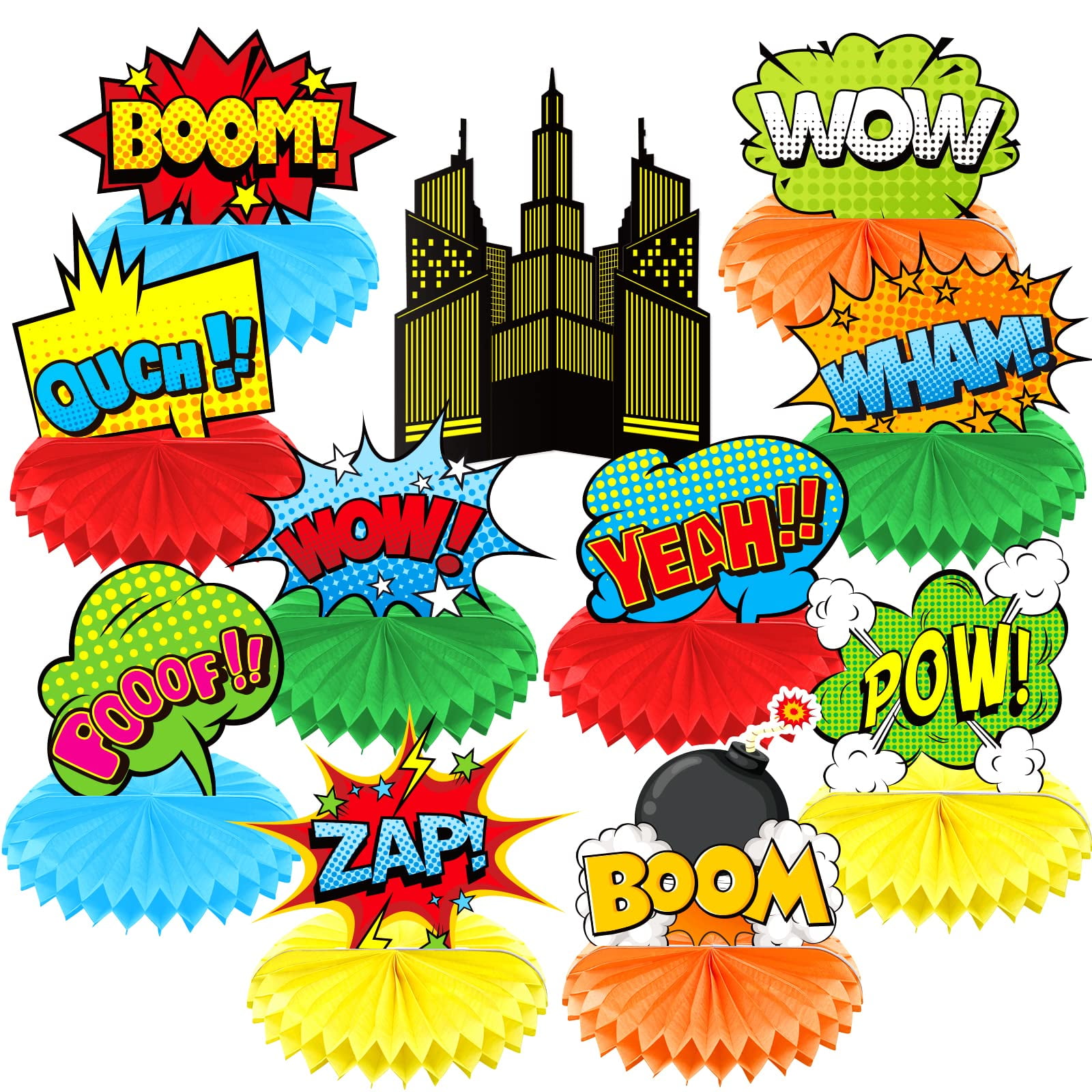 Superhero Boom Honeycomb Party CM31 Decorations 11 Sets for Kids Hero ...
