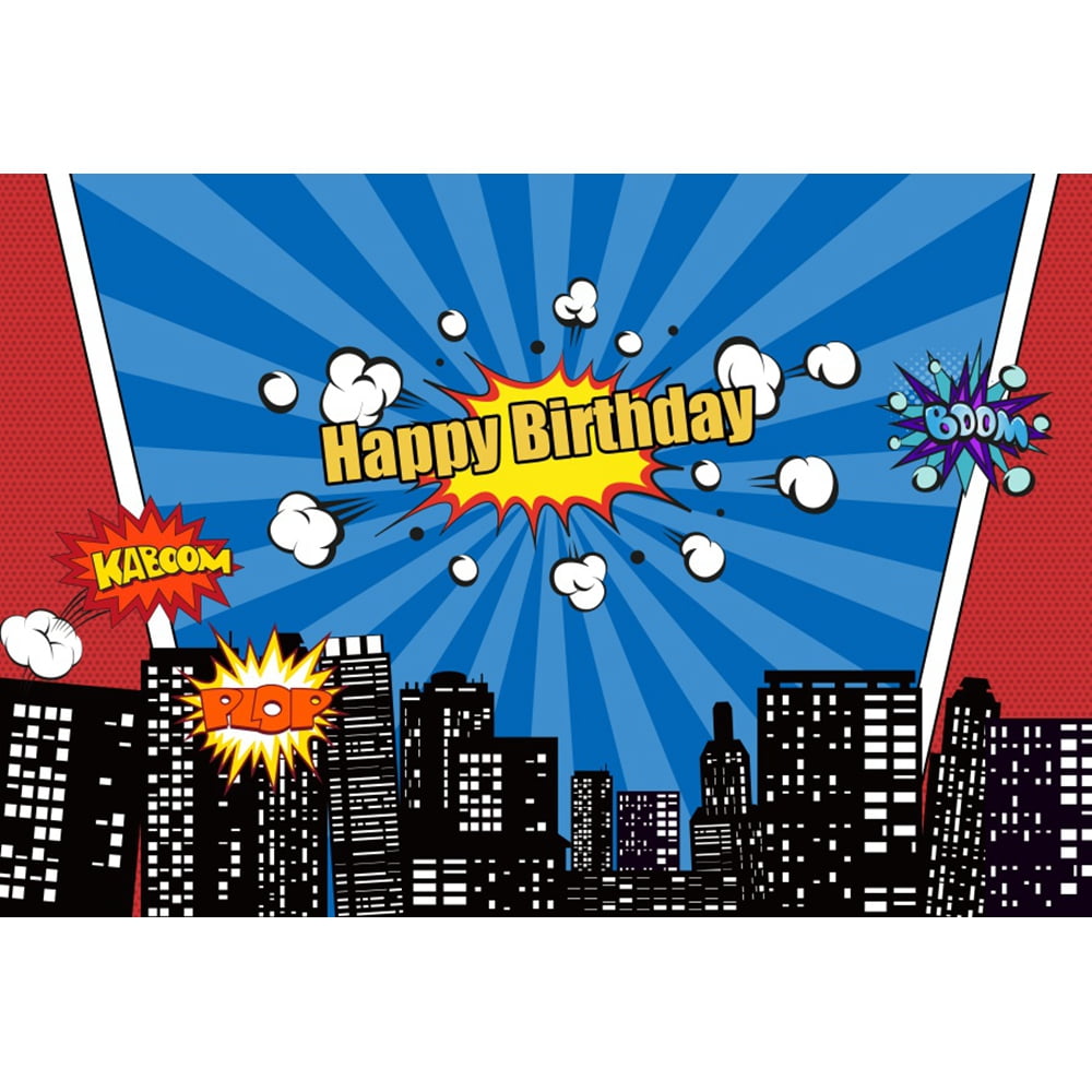 Superhero Boys Birthday r Backdrop City Building Super Hero Baby Shower ...