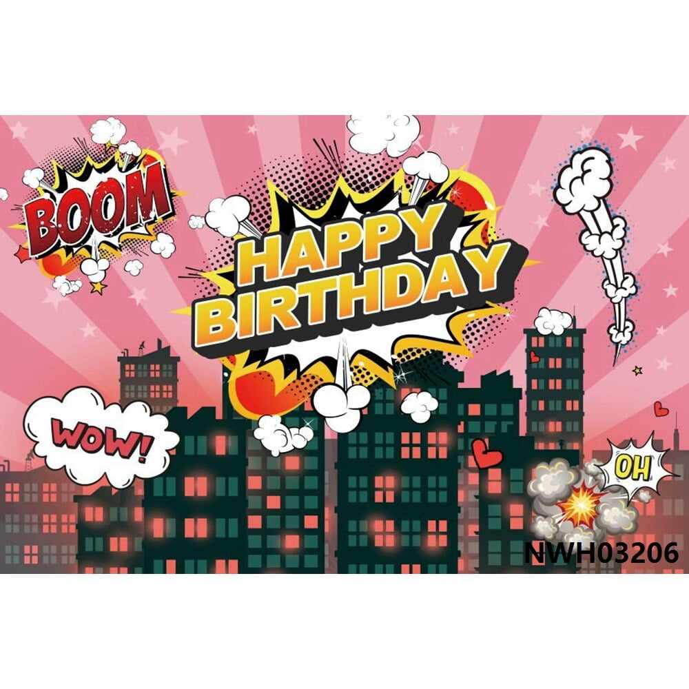 Superhero City Building Super Hero Baby Shower Birthday Party Backdrop ...