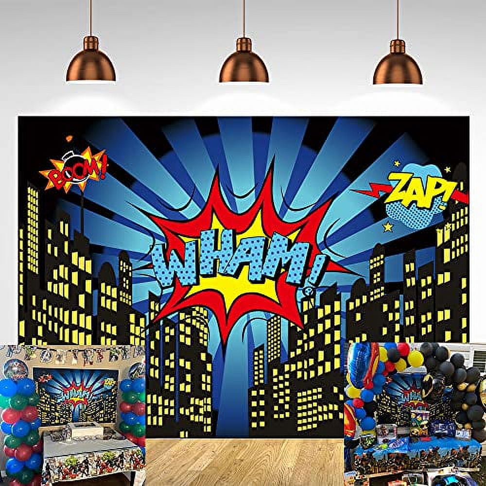 Superhero City Theme Photo Booth Birthday Party Decoration Supplies ...