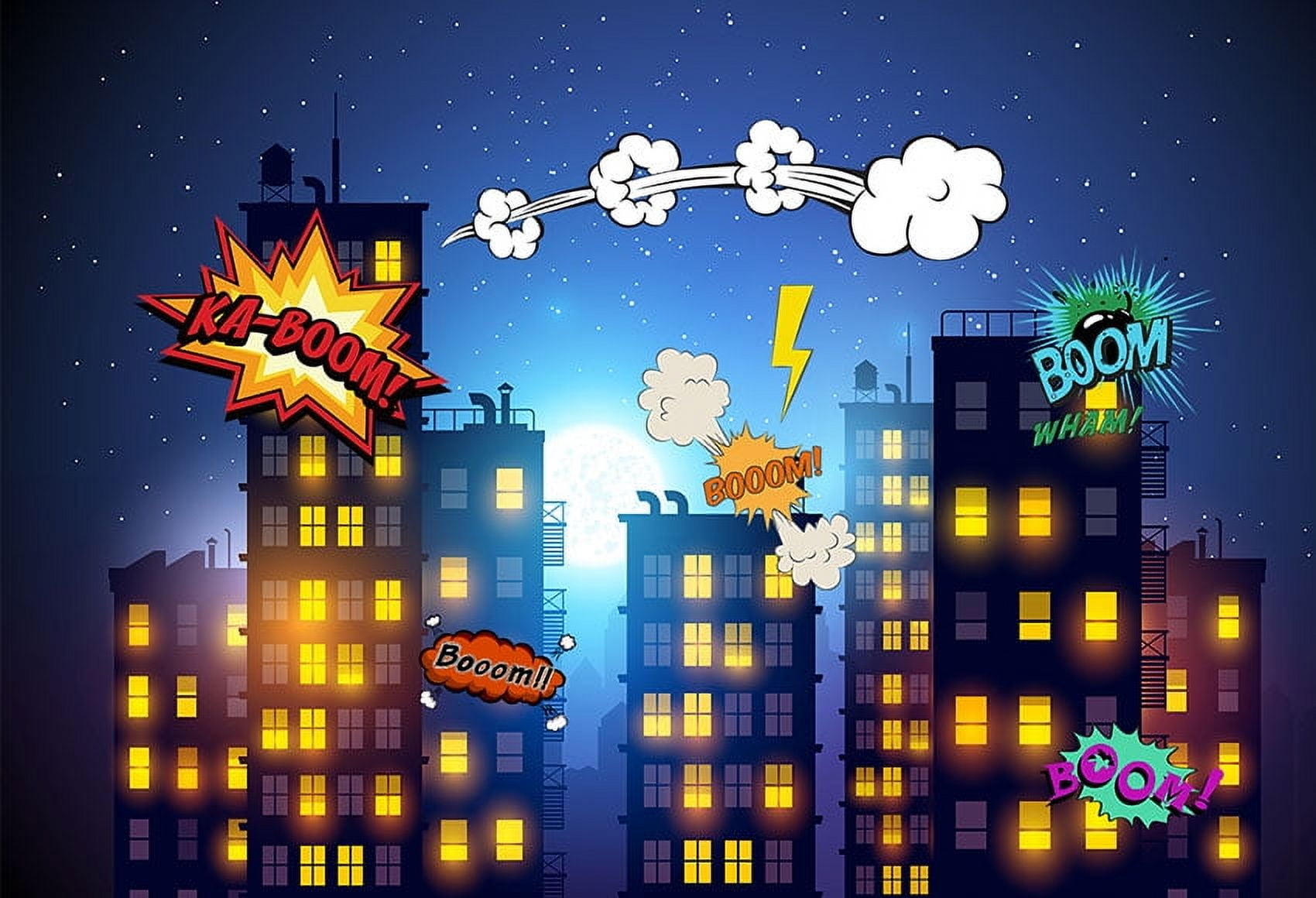 Superhero Cityscape Photography Background Super Hero Buildings Scenes Baby Shower Brithday ...