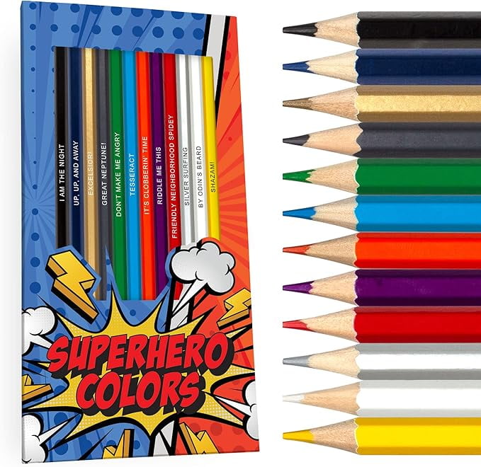 Superhero Colors Colored Pencil Set for Fans of Comics | Set of 12 ...