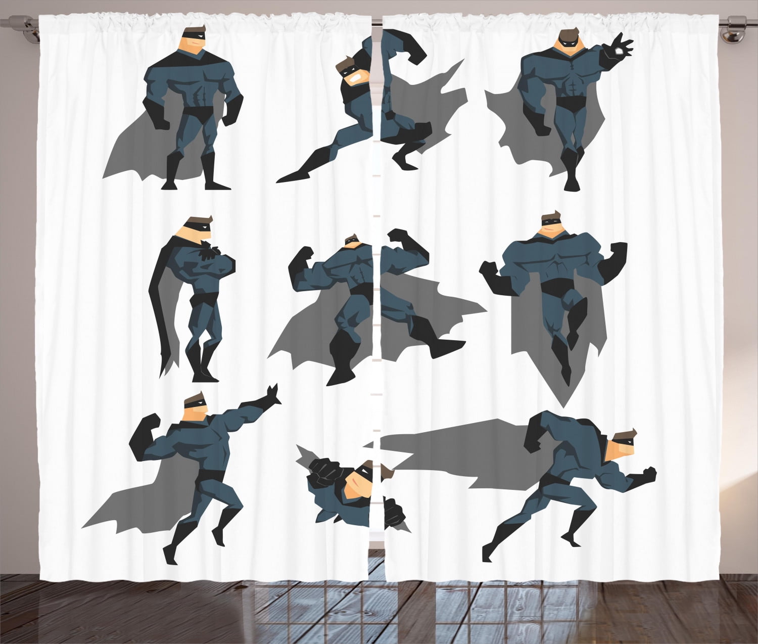 Ambesonne Superhero Curtains 2 Panel Set, Superpowered Hero, 108" x 84 ...