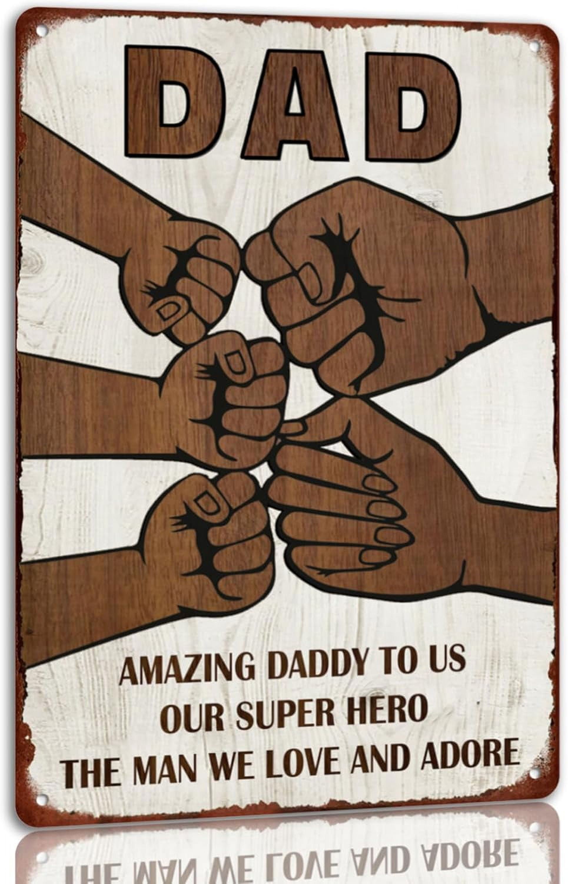 Superhero Dad Metal Sign Father's Day Tin Sign Comic Style Art Amazing ...