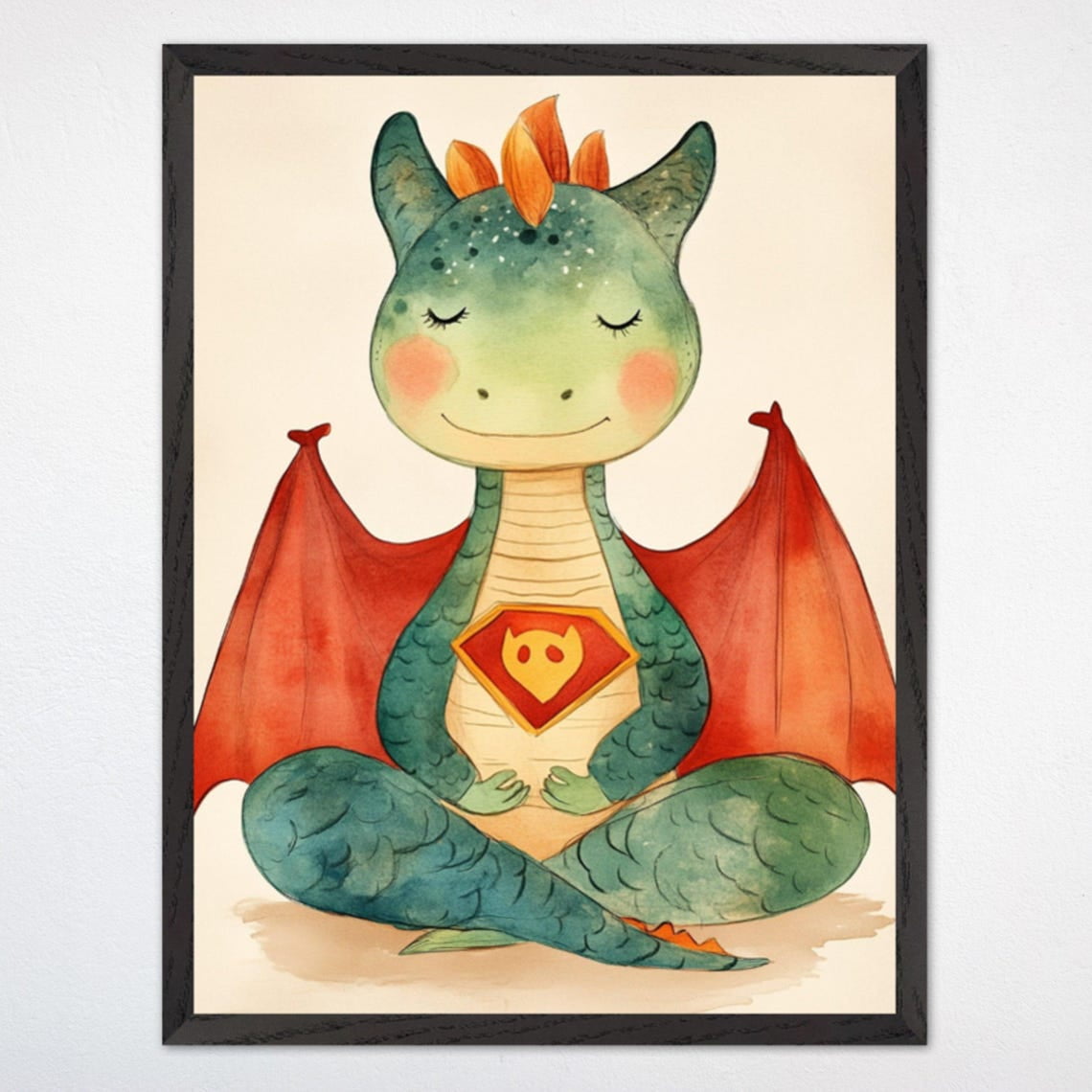 Superhero Dragon Nursery Wall Art, Whimsical Dragon For Kids Room, Cute ...