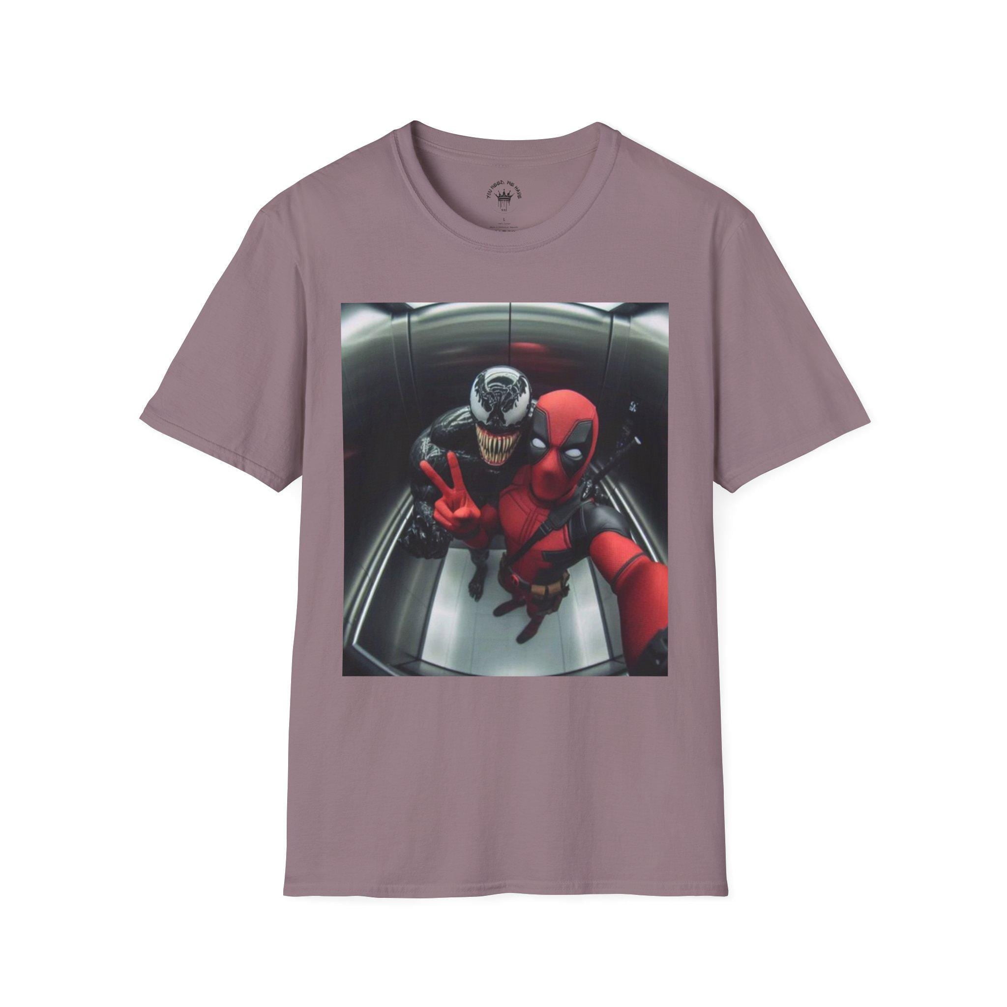 Superhero Fan Unisex Softstyle T-Shirt, Venom Deadpool Elevator Selfie ...