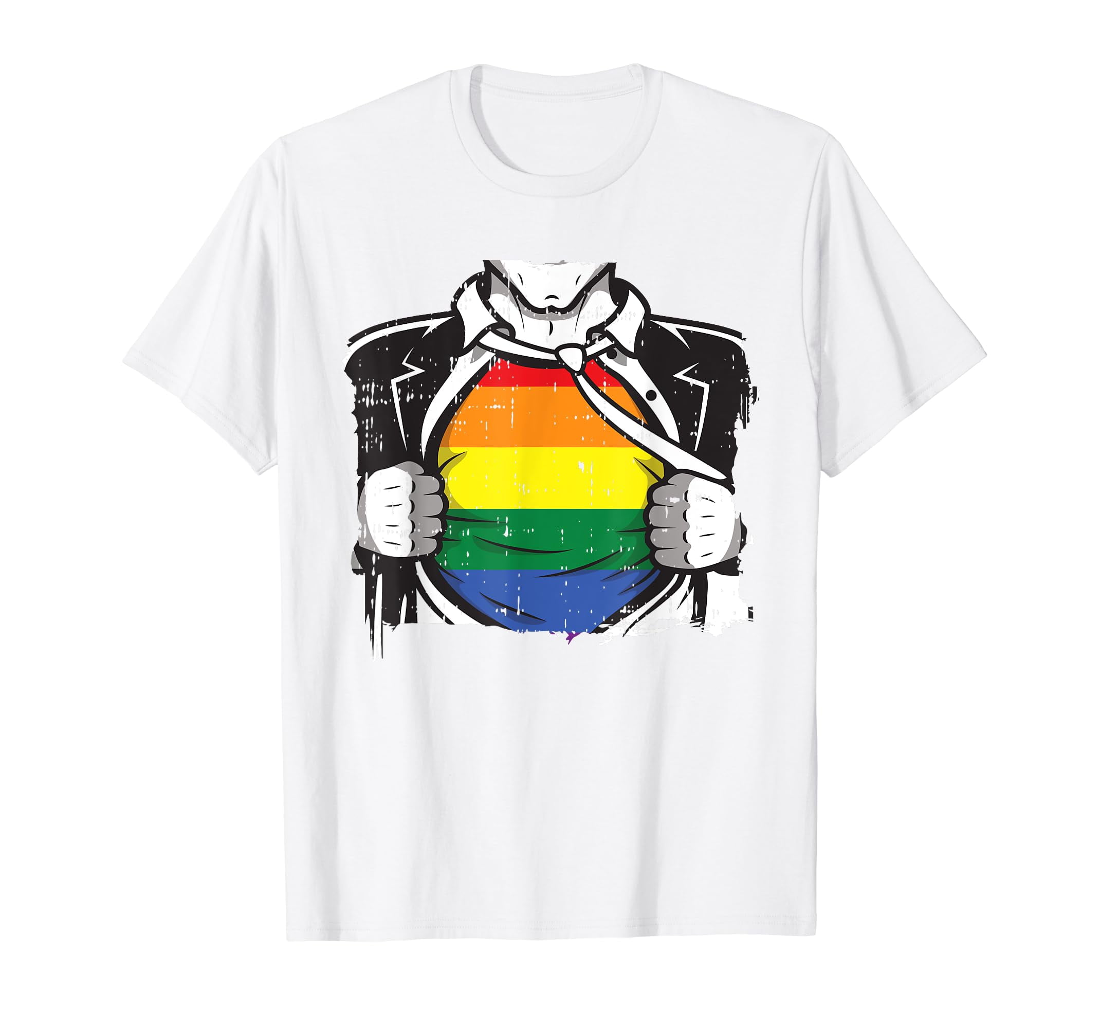 Superhero Gay Pride Rainbow Flag LGBTQ Cool LGBT Gifts T-Shirt White ...
