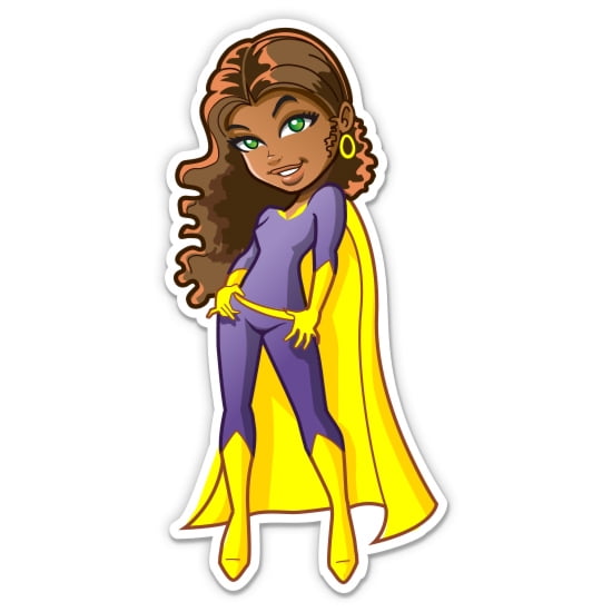 Superhero Girl Cape Cute - 5" Vinyl Sticker - For Car Laptop I-Pad ...
