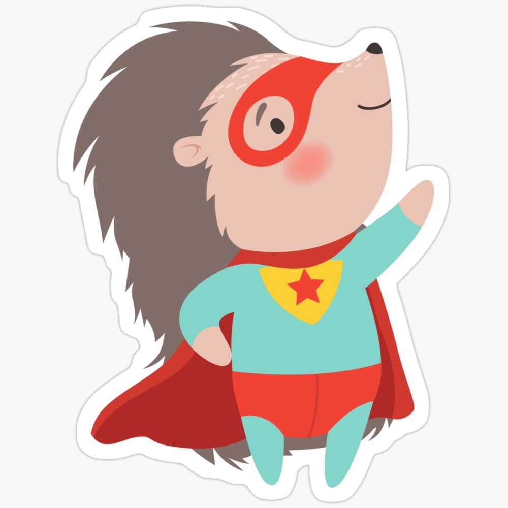 Superhero Hedgehog Hydro Sticker Phone Decal Water Bottle Stickers Car ...