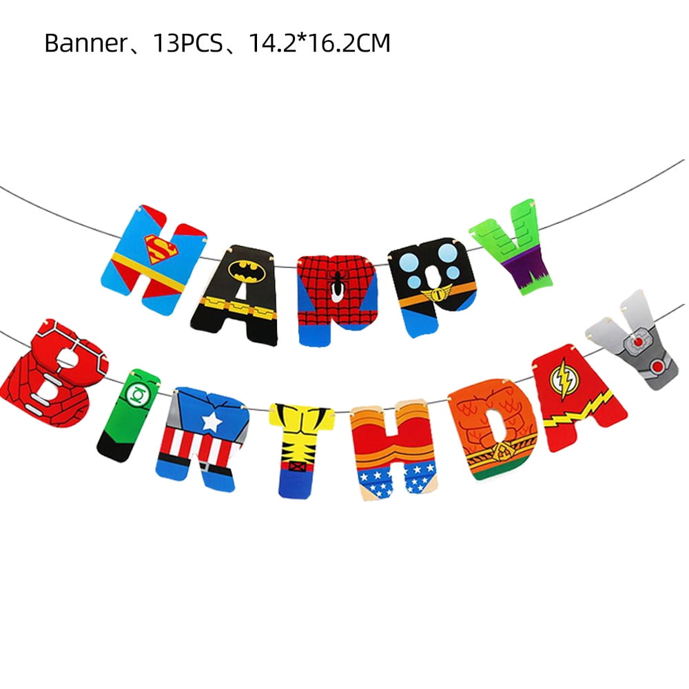 Superhero Marvel Themed Birthday Party Decoration Banner Cake Power ...