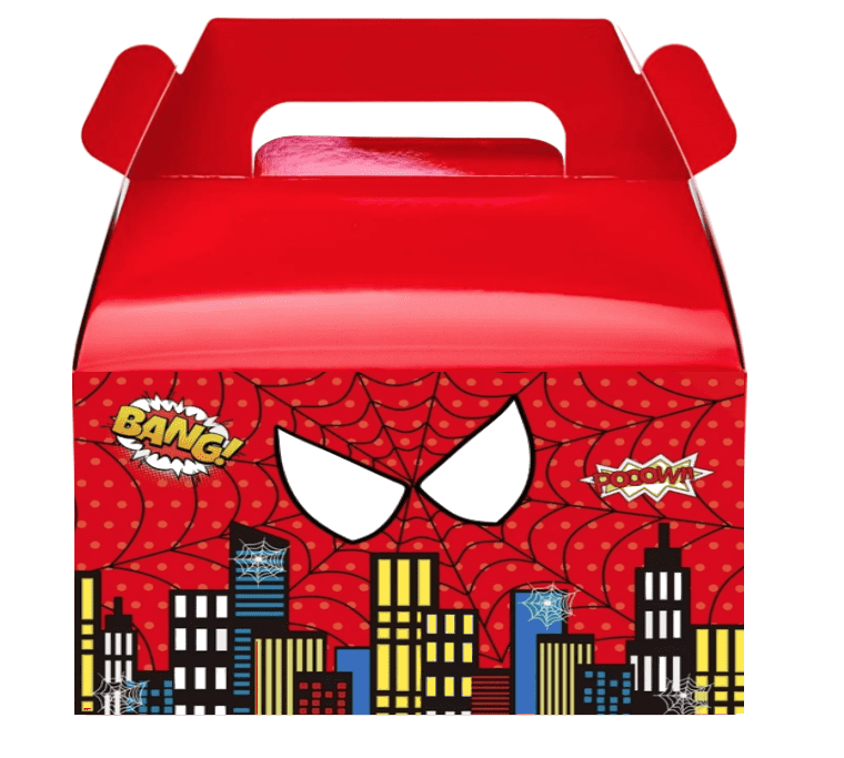Superhero Party Favor Boxes, Red Comic Design with City Skyline, Set of ...