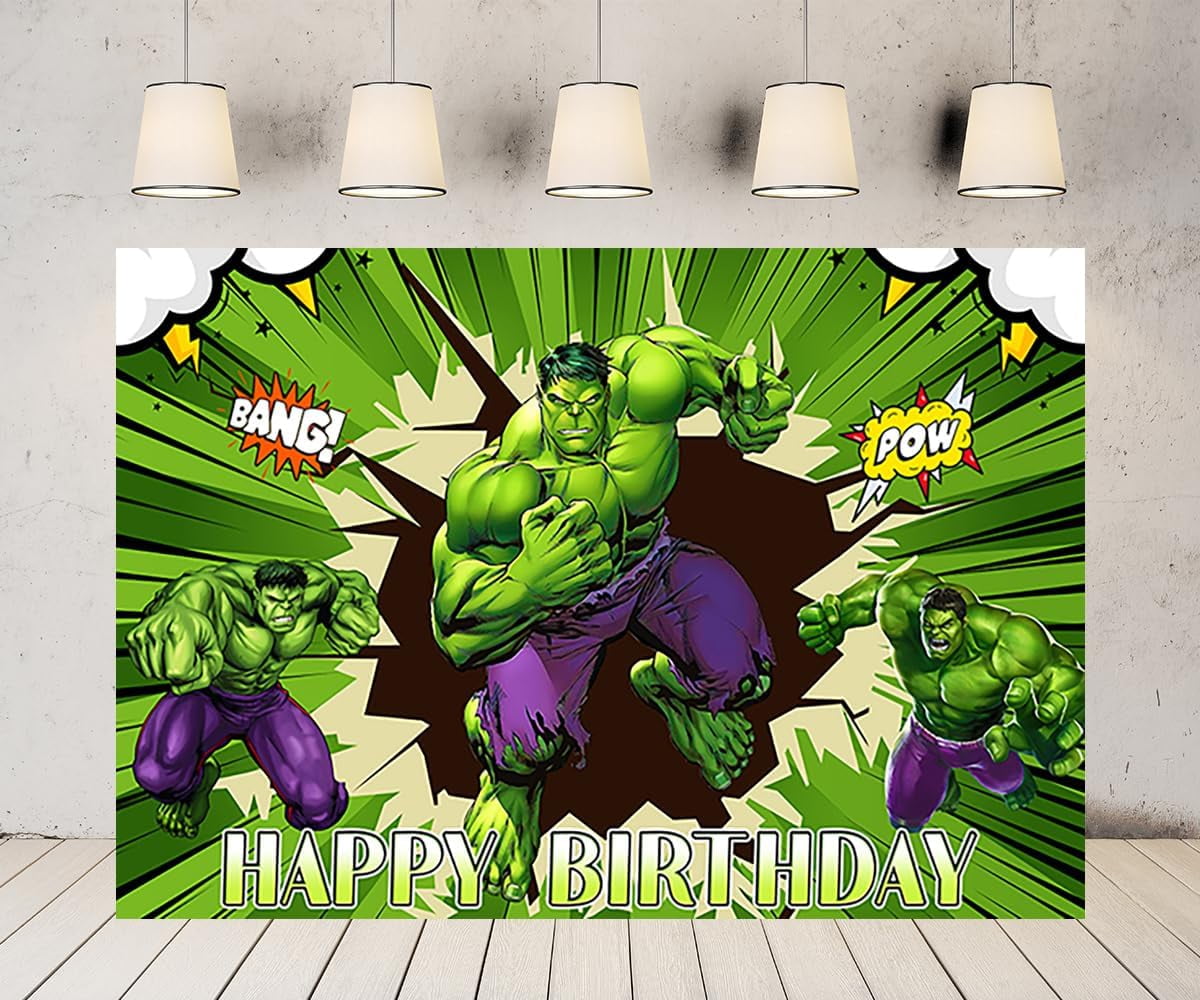 Superhero Photography Backdrop 5x3ft Hulk Photo Background Green Super ...