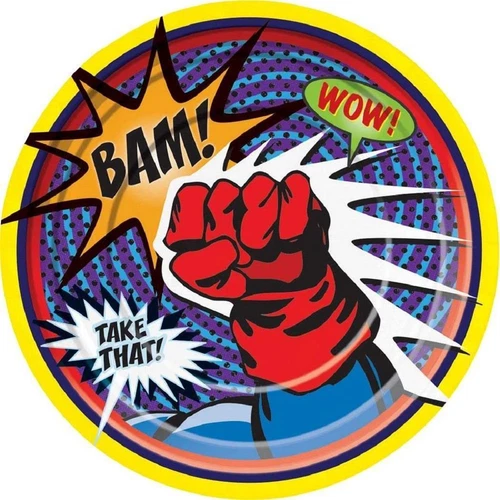 Superhero Power Super Hero Comic Book Birthday Party 9" Paper Dinner ...