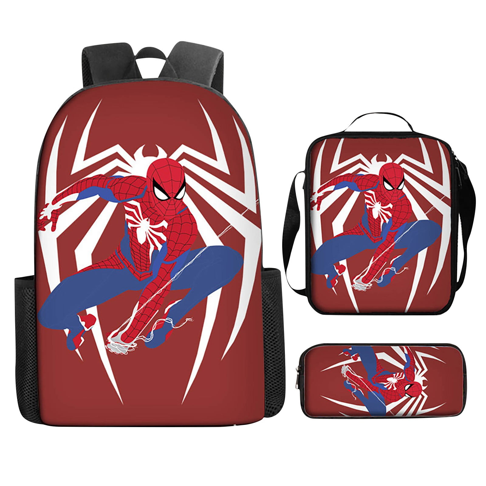 Superhero Spider Cartoon Backpack for School 3PCS Superhero Spider ...