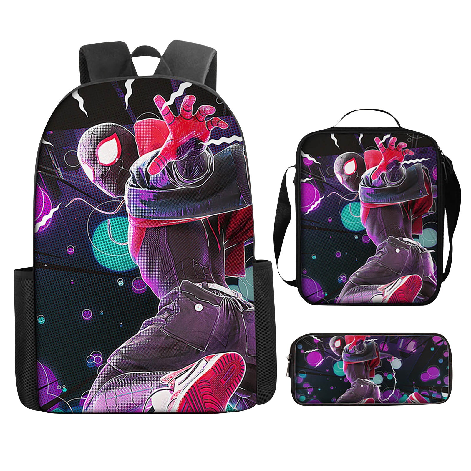 Superhero Spider Cartoon Backpack for School 3PCS Superhero Spider ...