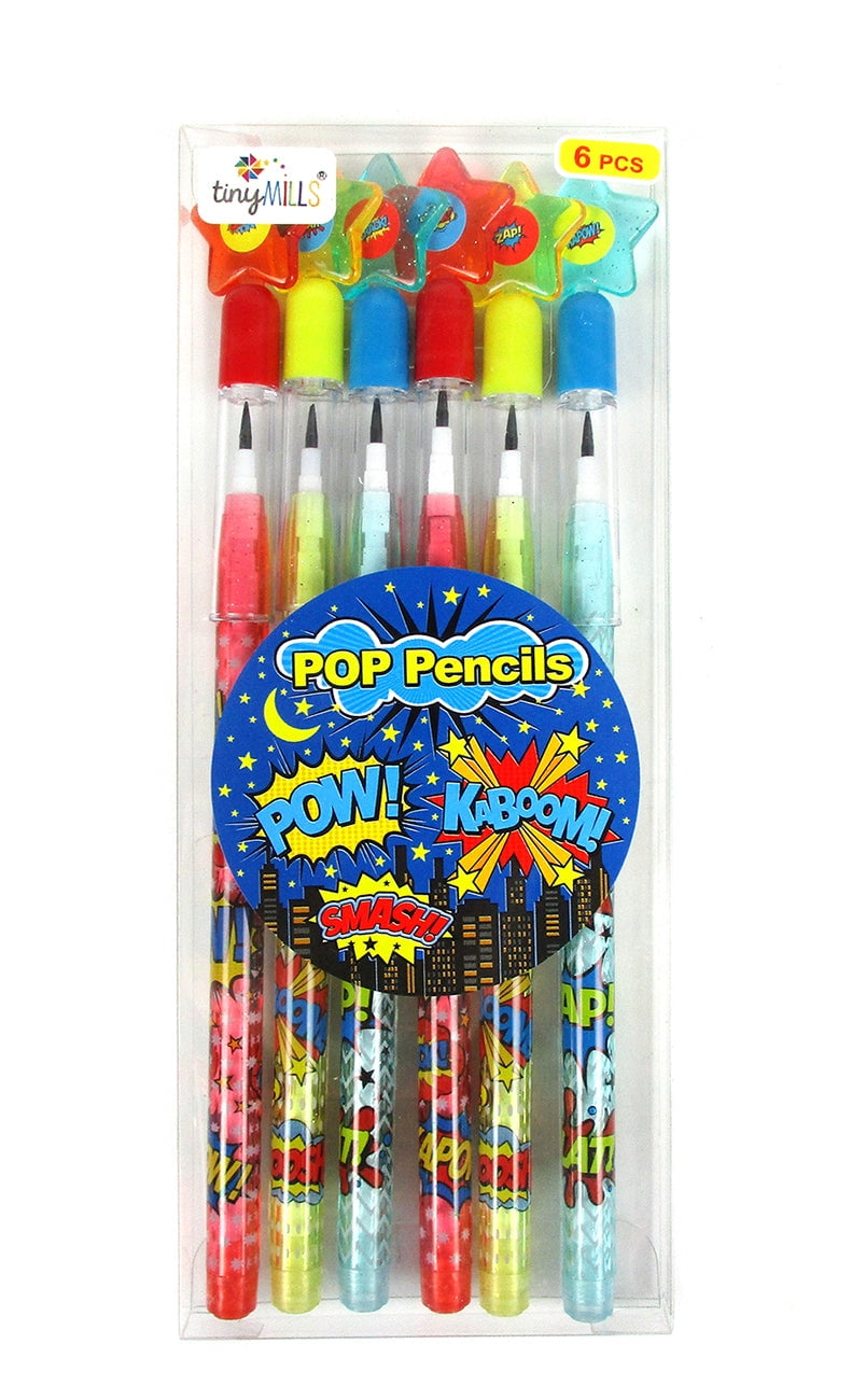 Superhero Stackable Point Pencils - Set of 6 - Walmart.com