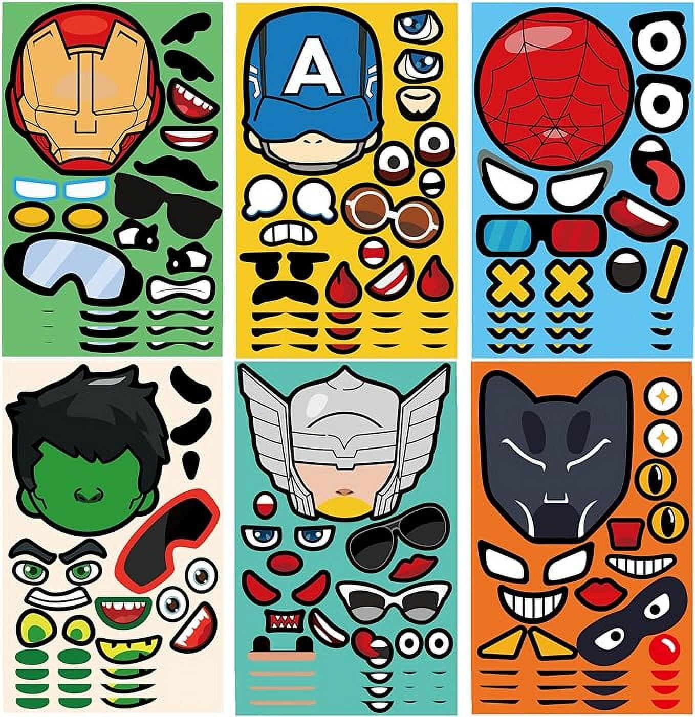 Superhero Stickers Book for Kids Crafts-24 Sheets of Waterproof Sticker ...