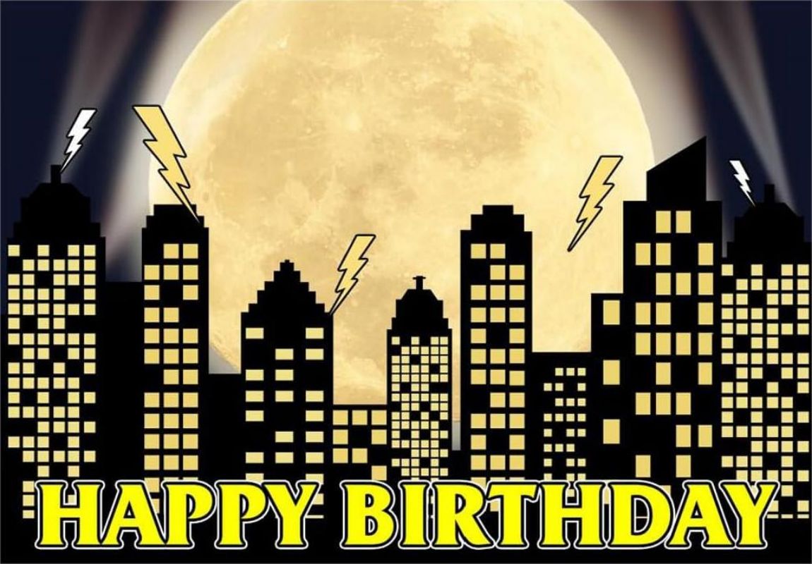 Superhero Super City Backdrop Buildings City Scape Full Moon Photography Background Children ...