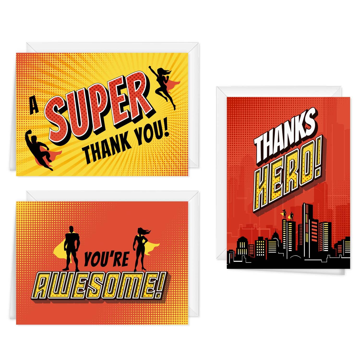 Superhero Thank You Cards / 24 Greeting Cards With White Envelopes / 3 ...