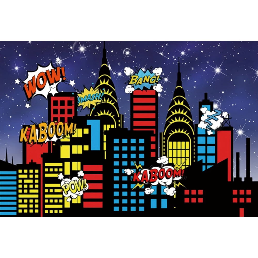 Superhero Theme Party Photography Backdrop for Kids City Building Boom ...
