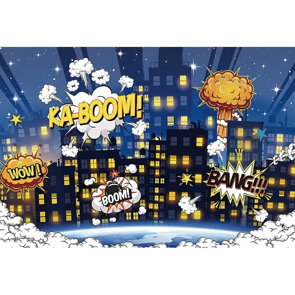 Superhero Theme Party Photography Backdrop for Kids City Building Boom ...