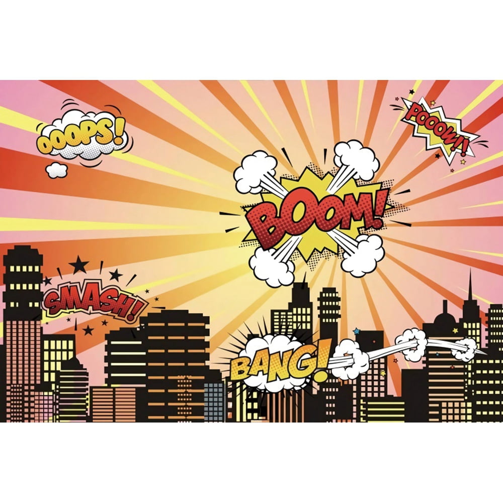 Superhero Theme Party Photography Backdrop for Kids City Building Boom ...