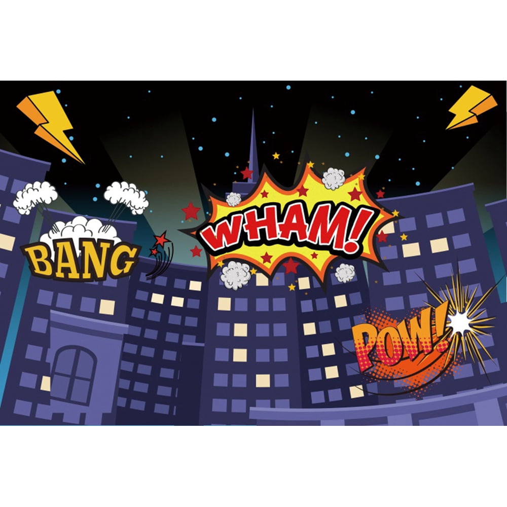 Superhero Theme Party Photography Backdrop for Kids City Building Boom ...