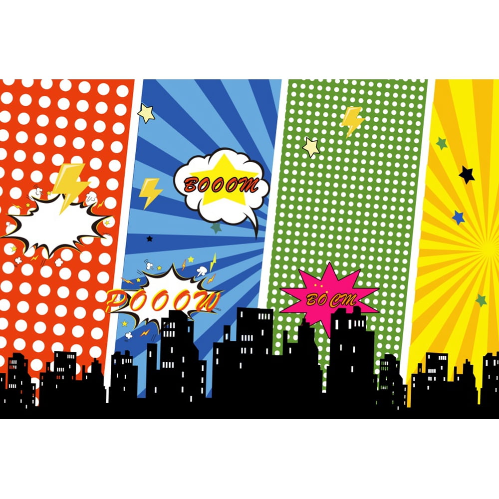 Superhero Theme Party Photography Backdrop for Kids City Building Boom ...