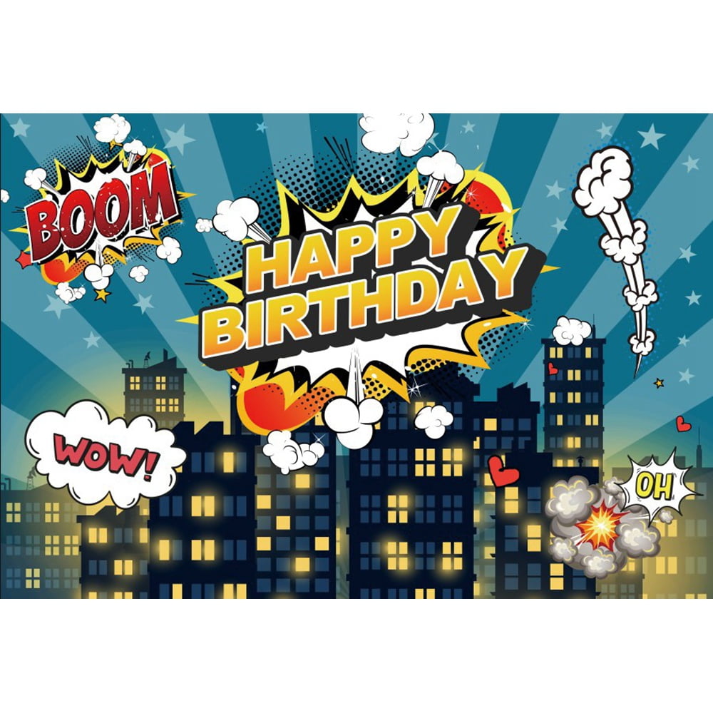 Superhero Theme Party Photography Backdrop for Kids City Building Boom ...