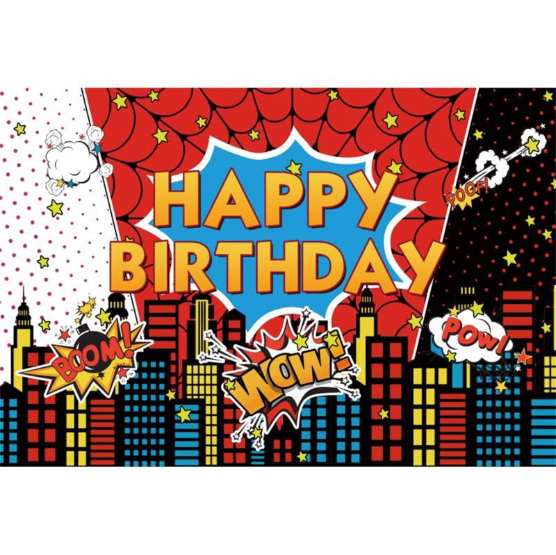 Superhero Theme Party Photography Backdrop for Kids City Building Boom ...
