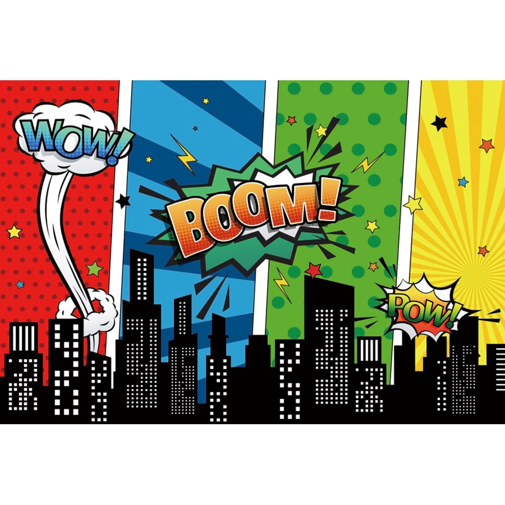Superhero Theme Party Photography Backdrop for Kids City Building Boom ...