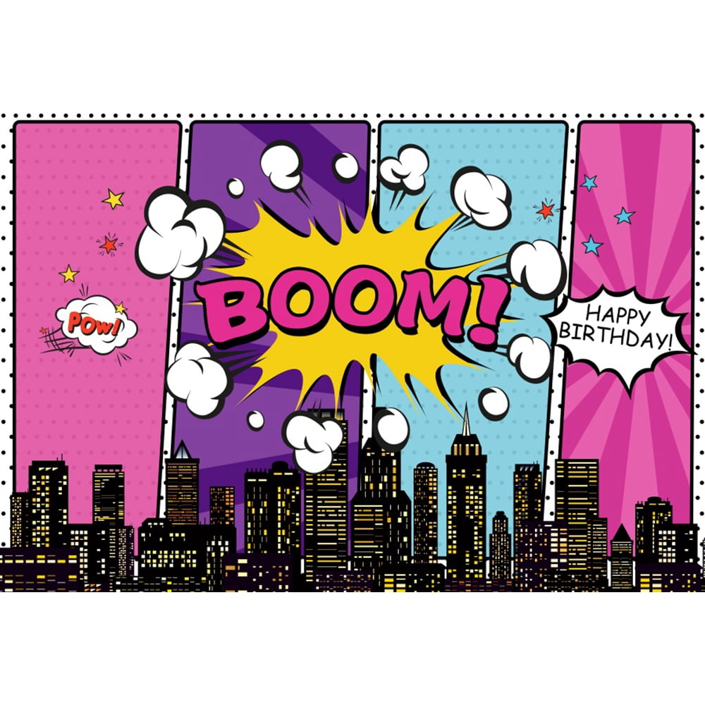 Superhero Theme Party Photography Backdrop for Kids City Building Boom ...