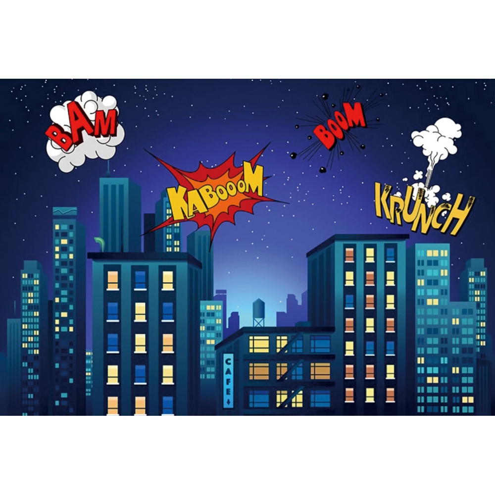 Superhero Theme Party Photography Backdrop for Kids City Building Boom ...