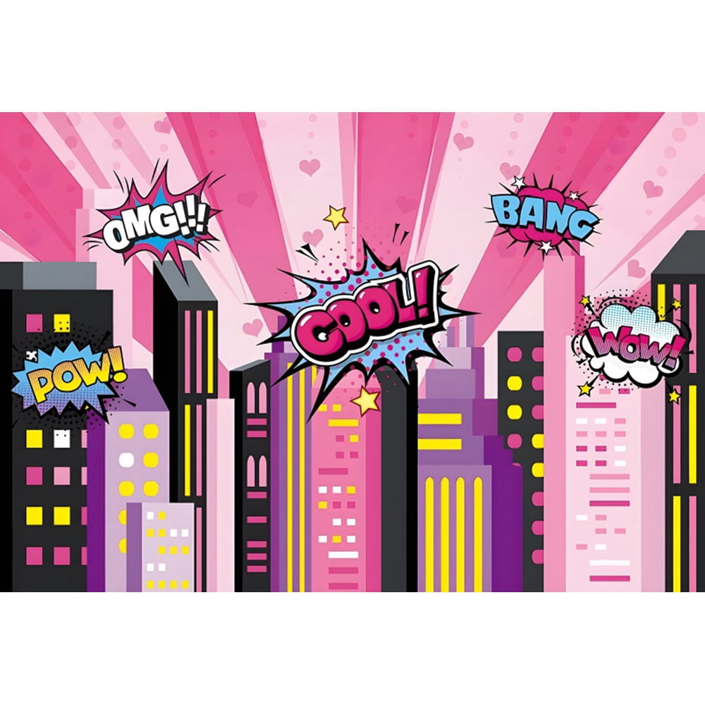 Superhero Theme Party Photography Backdrop for Kids City Building Boom ...