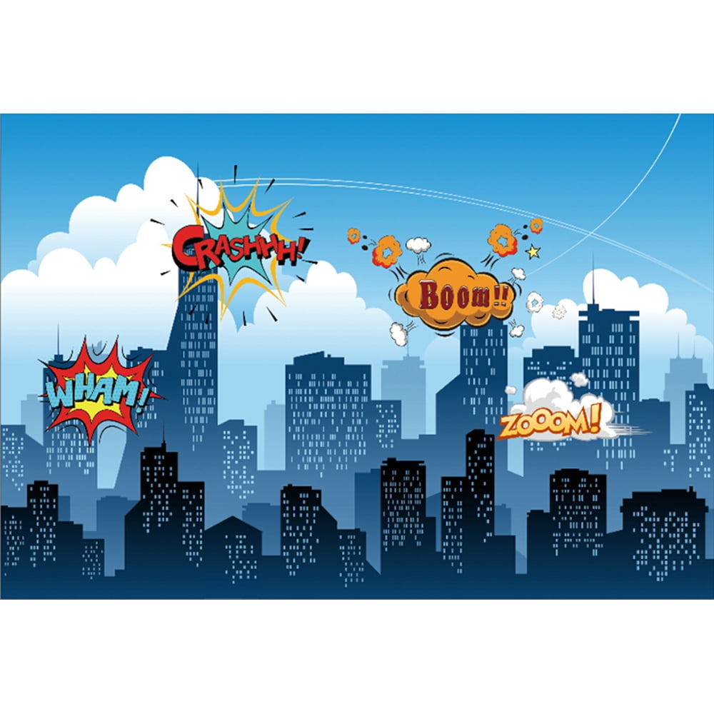 Superhero Theme Party Photography Backdrop for Kids City Building Boom ...