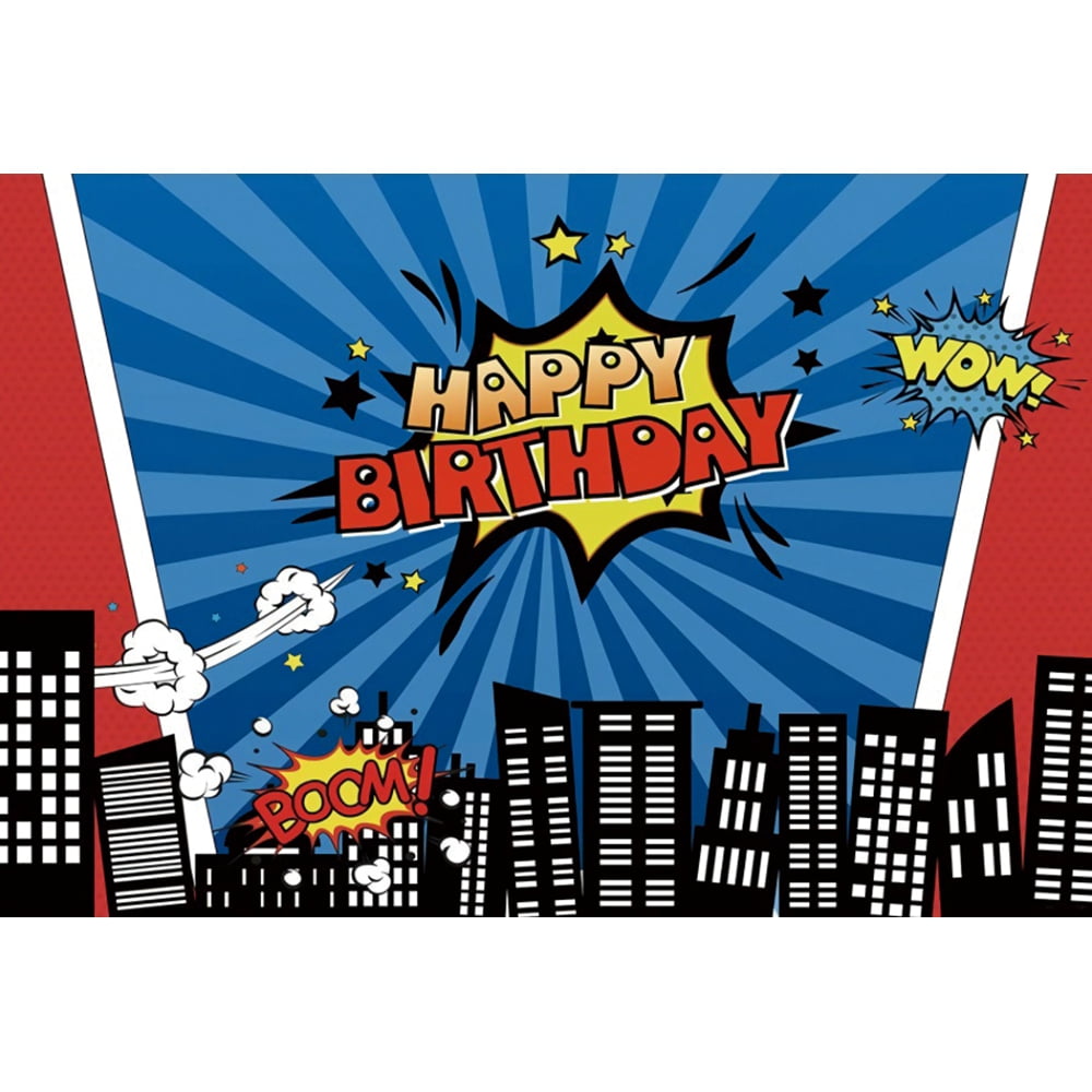 Superhero Theme Party Photography Backdrop for Kids City Building Boom ...