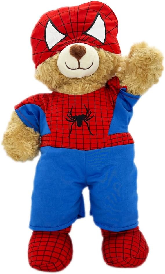 Superhero-Themed 16 Inch Brown Bear Plush Toy in Spider Costume - Soft ...