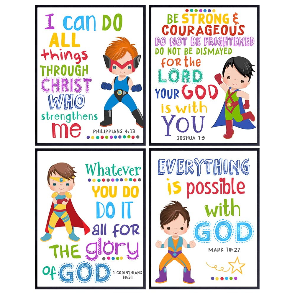 Superhero Wall Decor for Boys - Christian Wall Art for Boys - Kids ...