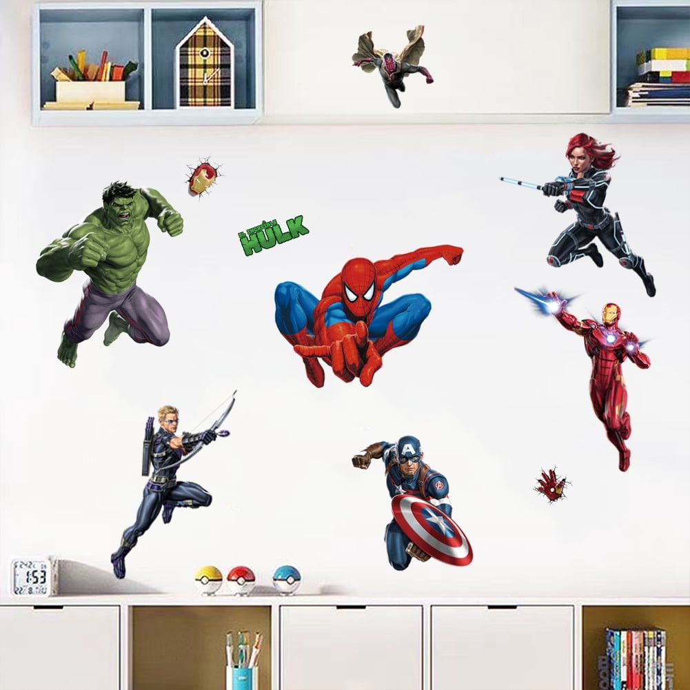 Superhero Wall Sticker Detachable Peel and Stick Vinyl Decals for Kids ...