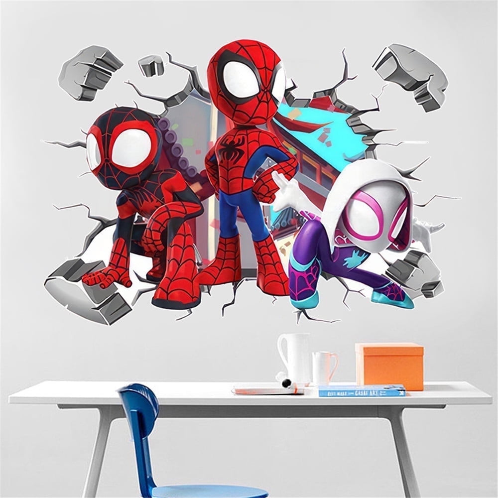 3D Cartoon Wall Stickers Spider Man Wall Decor DIY Removable PVC Wall ...