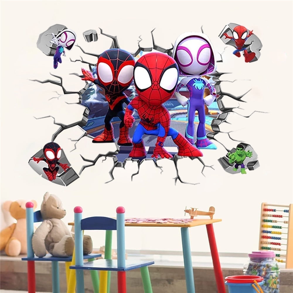 Anime Character Wall Stickers Spider Man Wall Decals Removable Wall ...