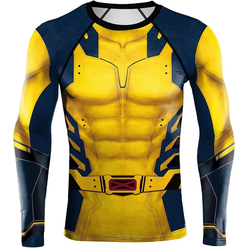 Superhero Wolverine Deadpool Costume T-Shirt Men's Compression Sport ...