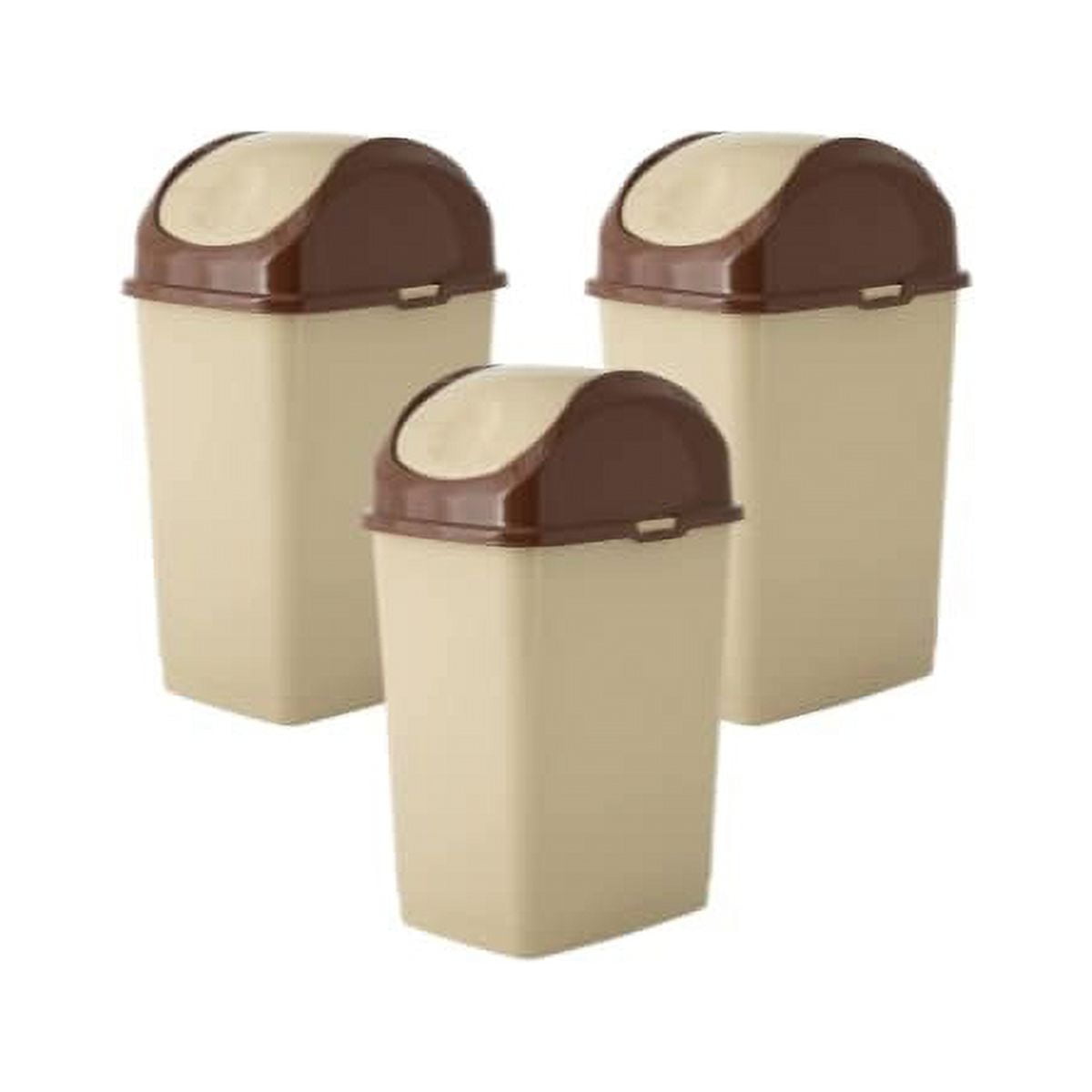 Superio 1.25 Gal Mini Plastic Trash Can with Swing Top Lid Small Waste ...