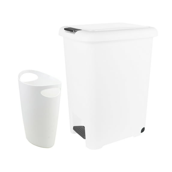Superio 10L and 45L Slim Step & Push Trash Cans - 2 Pack, Dual Opening ...