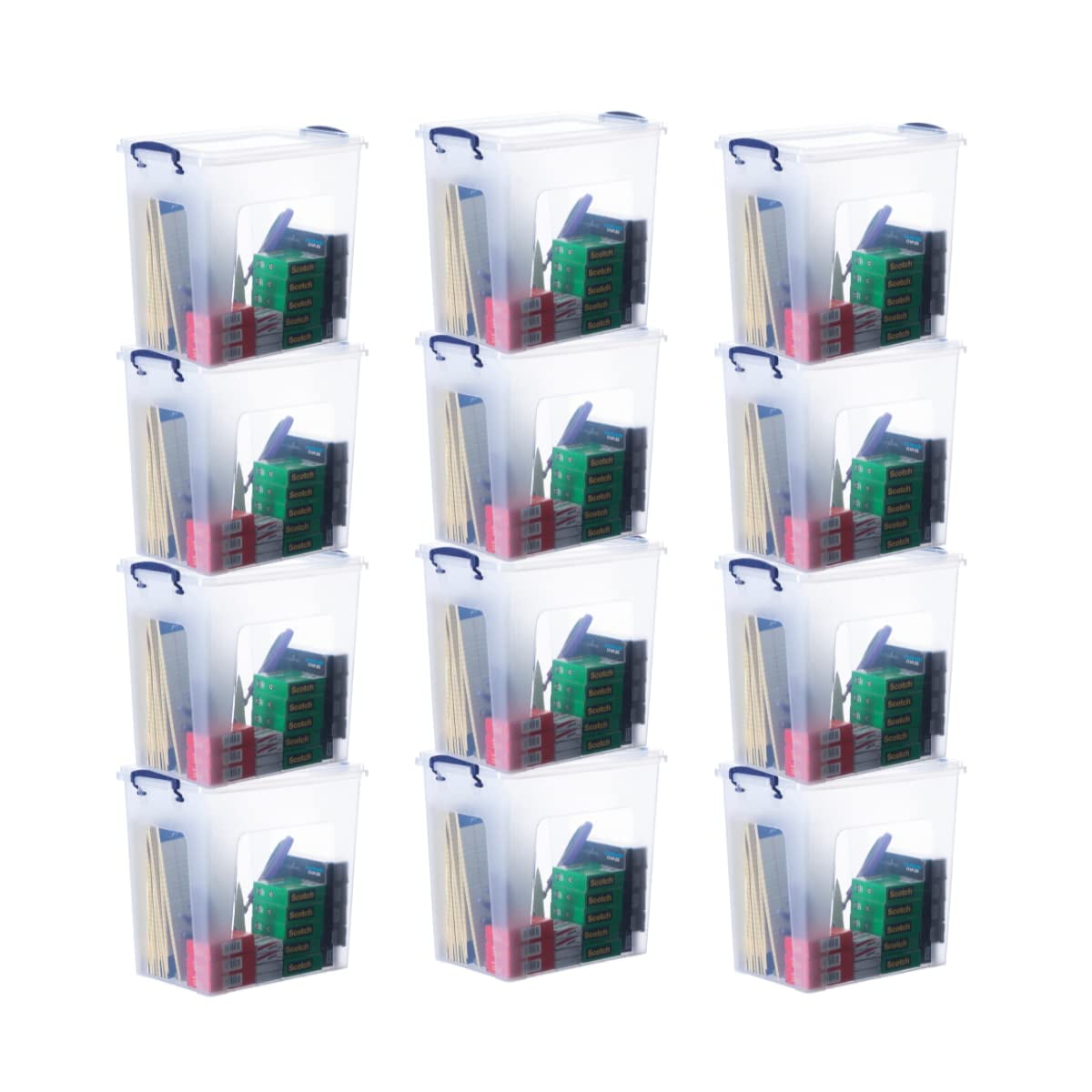 Superio 12 Qt Clear Plastic Storage Bins with Lids and Latches ...