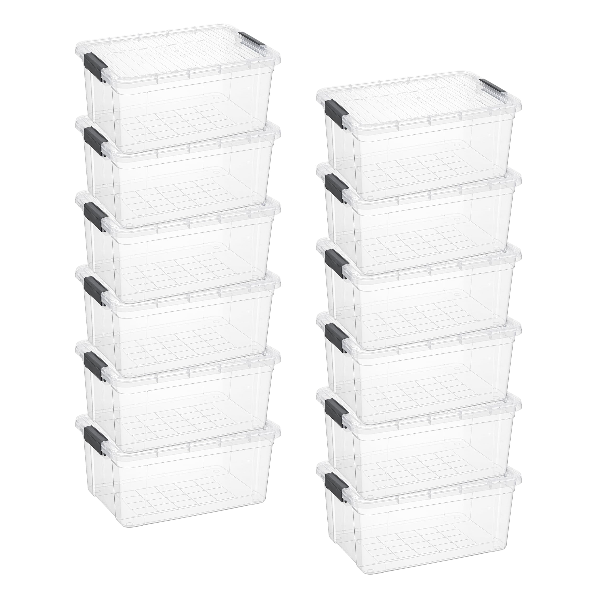 Superio Clear Storage Boxes with Lids, Plastic Container Bins for ...