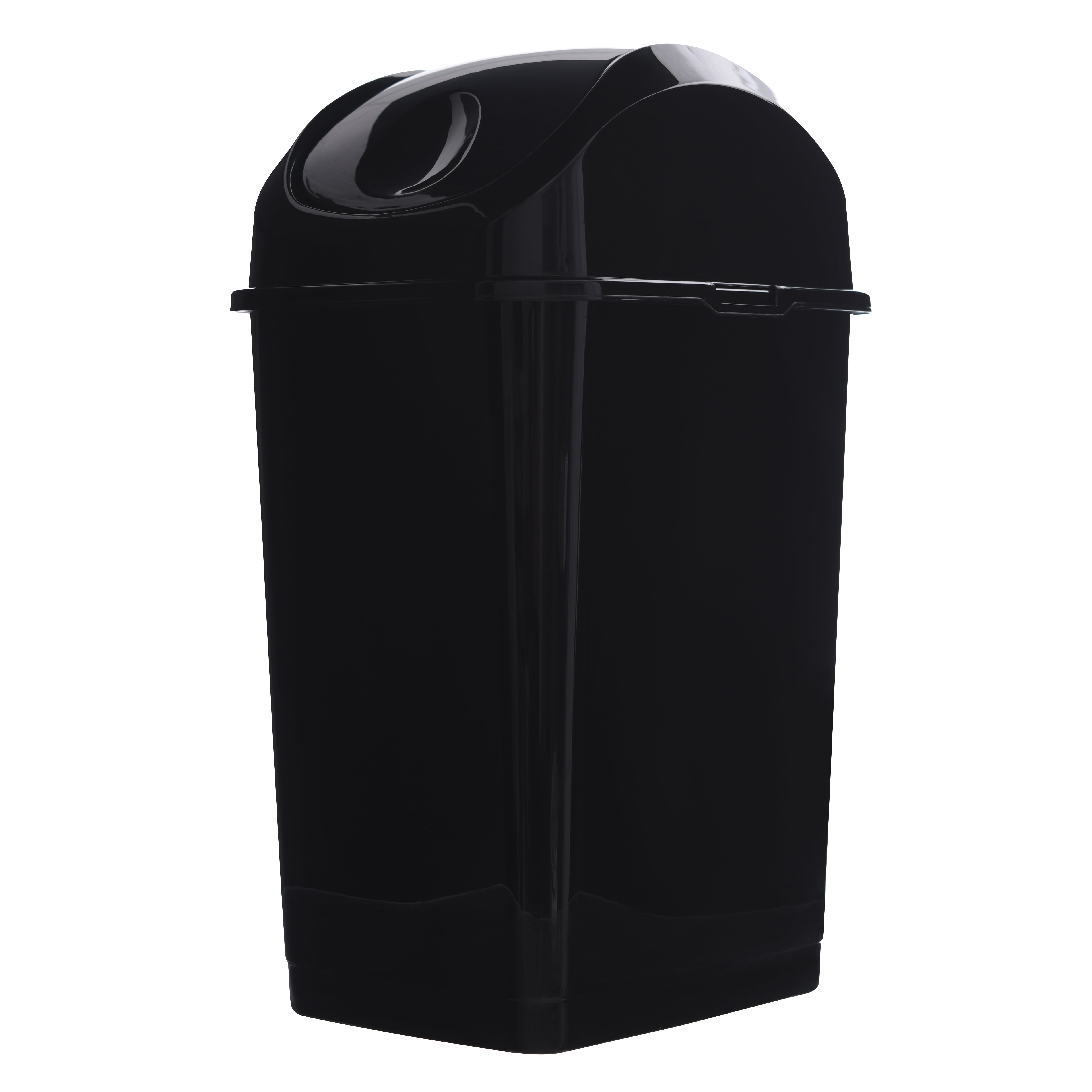 Superio 2.5 Gal Small Plastic Trash Can with Swing Top Lid – Black ...