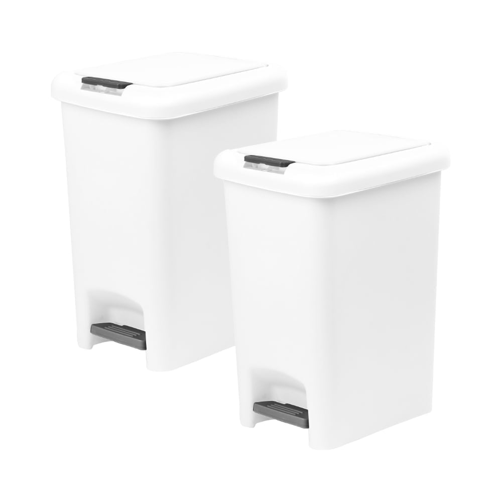Superio 2-Pack 10L Slim Step & Push Trash Can - Dual Opening, Compact ...