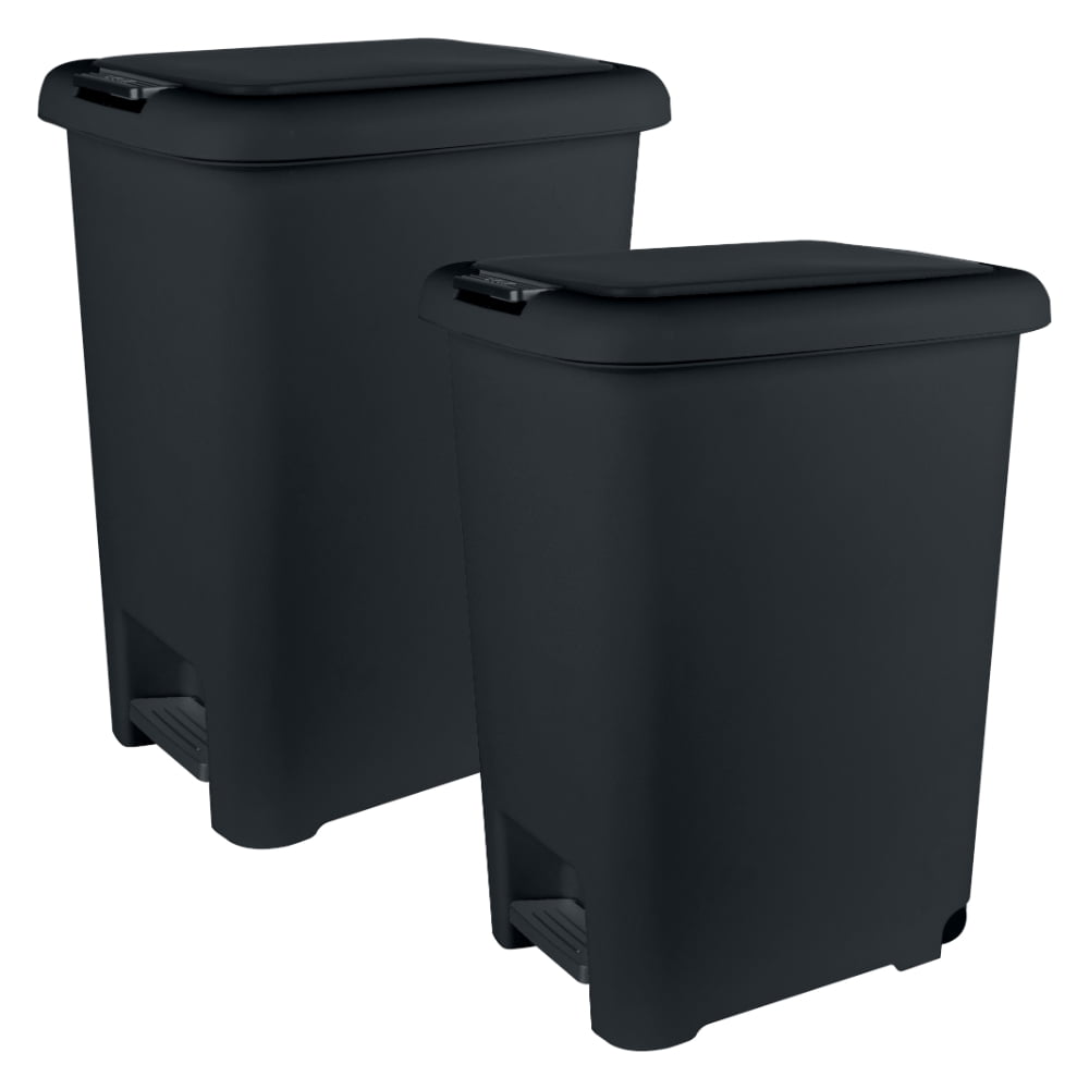 Superio 2-Pack 48L Slim Step & Push Trash Can with Wheels - Dual ...