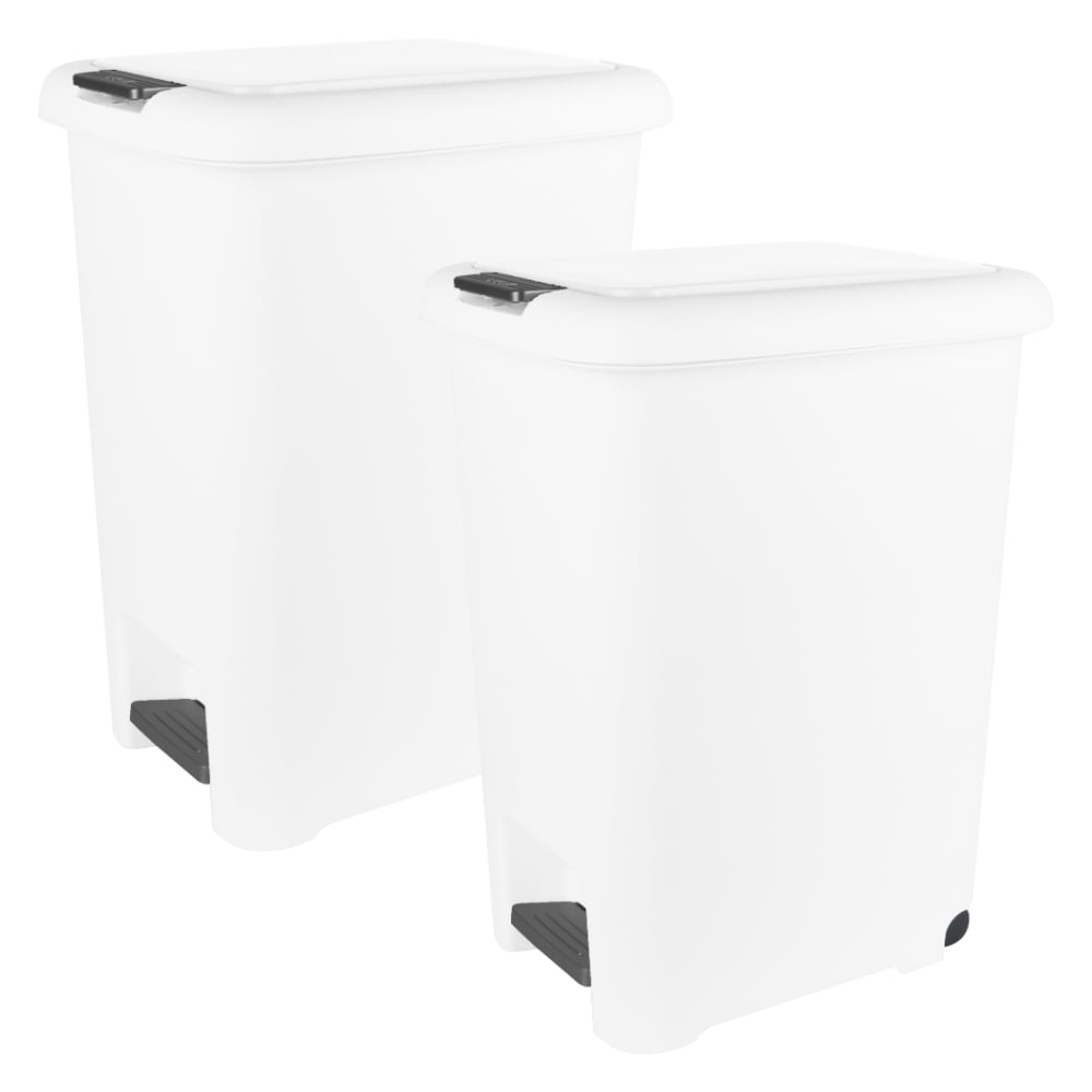 Superio 2-Pack 48L Slim Step & Push Trash Can with Wheels - Dual ...